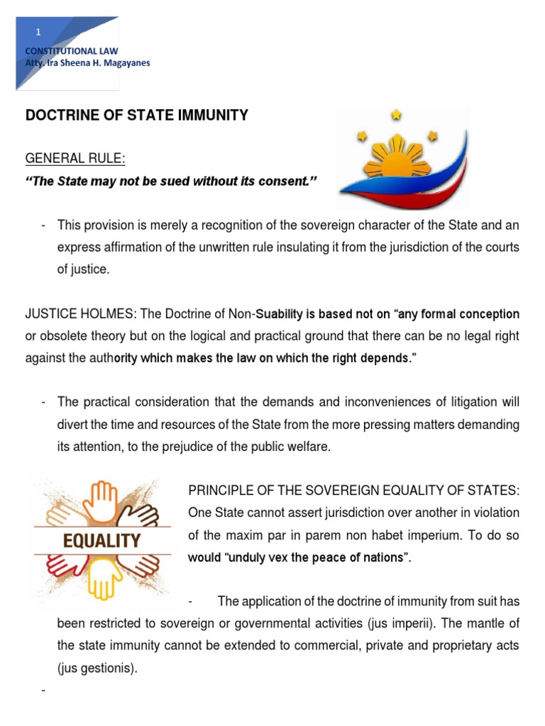 DOCTRINE OF STATE IMMUNITY | PDF | Lawsuit | Sovereign Immunity