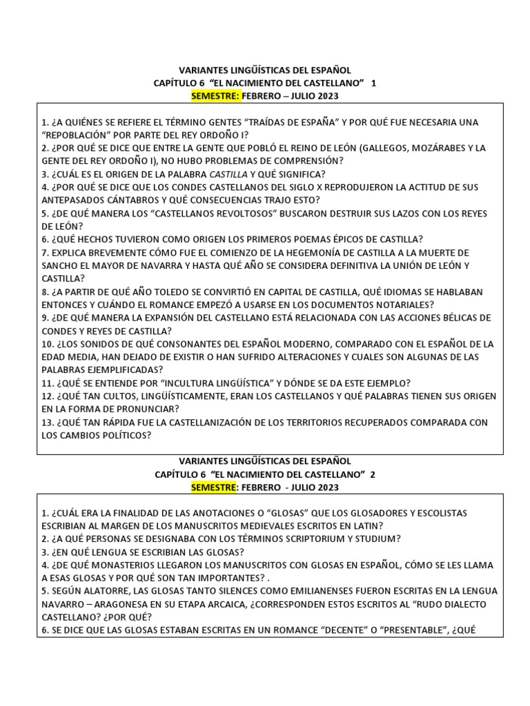 El Nacimiento Del Castellano 2023-2022 | PDF