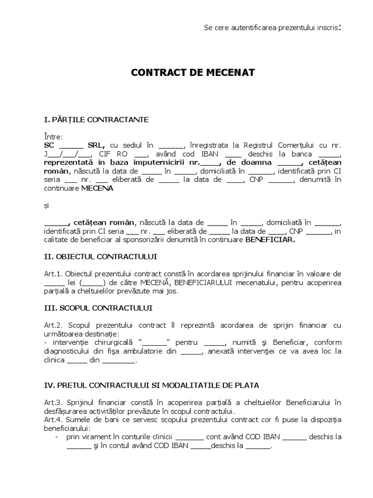 Contract de Mecenat Draft | PDF