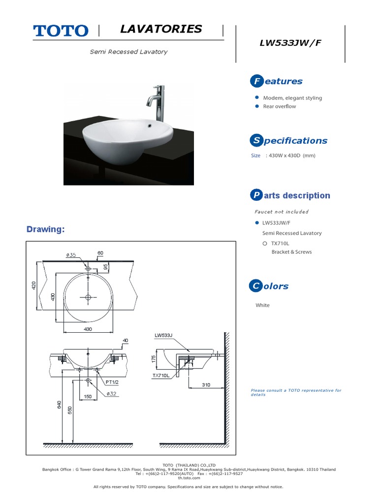 Lavatories: Drawing | PDF