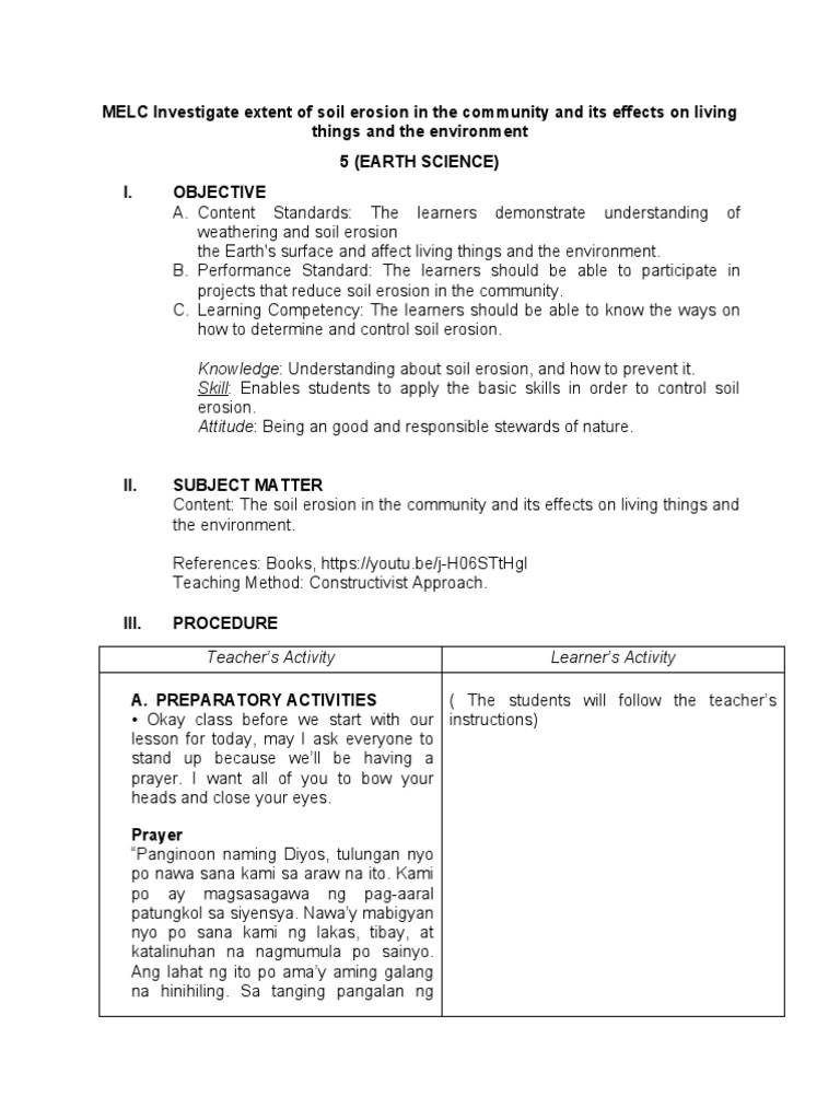 MELC Investigate Extent of Soil Erosion in The Community and Its ...