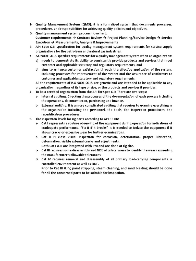 CAT Inspection Classifications | PDF | Quality Management System ...