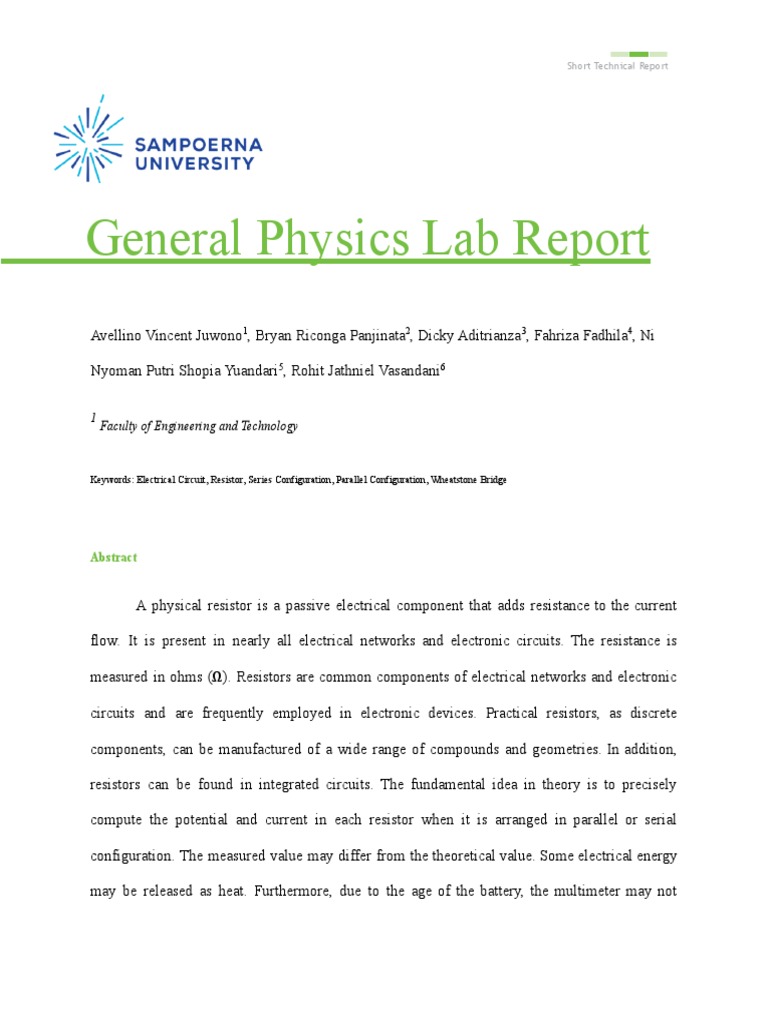 General Physics Lab Report: Faculty of Engineering and Technology | PDF ...