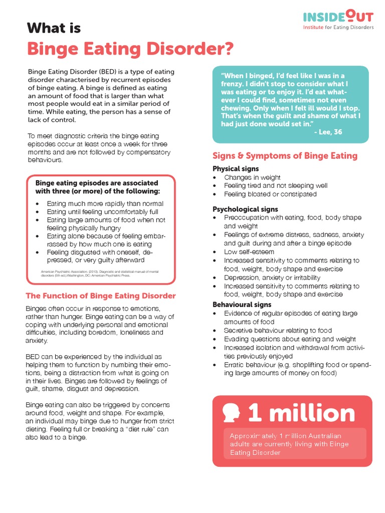 What Is Binge Eating Disorder | PDF | Cognitive Behavioral Therapy ...