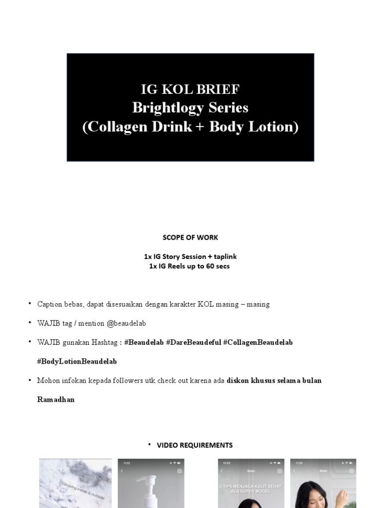 Brightlogy Series (Collagen Drink + Body Lotion) : Ig Kol Brief | PDF
