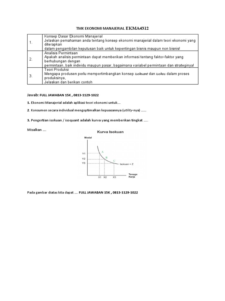 TMK Ekonomi Manajerial Ekma4312 2023 | PDF