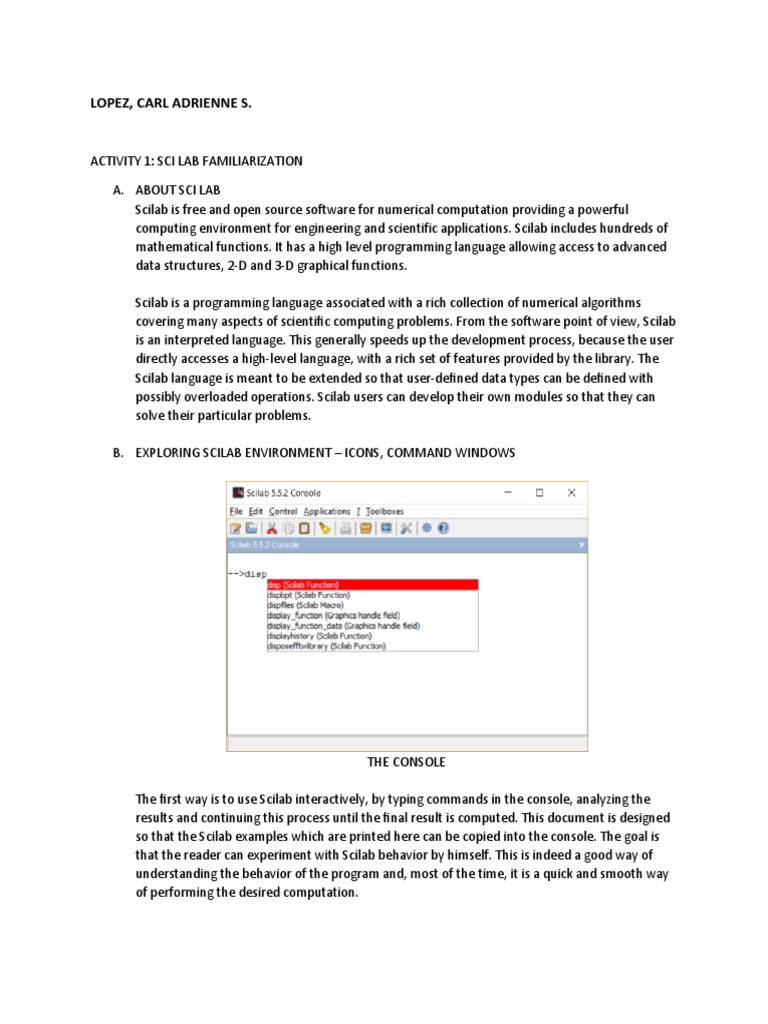 Scilab Software: Features & Usage Guide | PDF | Command Line Interface | Computer Programming