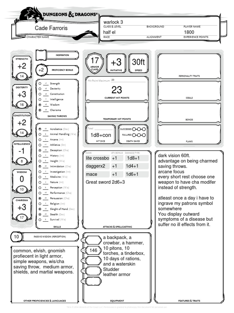 DND Character Sheet | Download Free PDF | Role Playing Games | D20 System