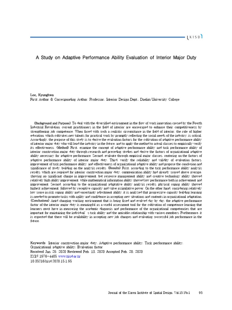 A Study On Adaptive Performance Ability Evaluation of Interior Major ...