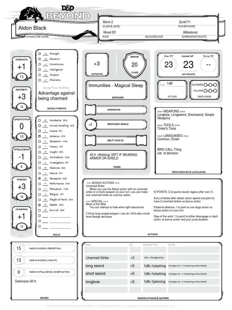 Another Character Sheet For DND | PDF | Gary Gygax Games | Dungeons ...
