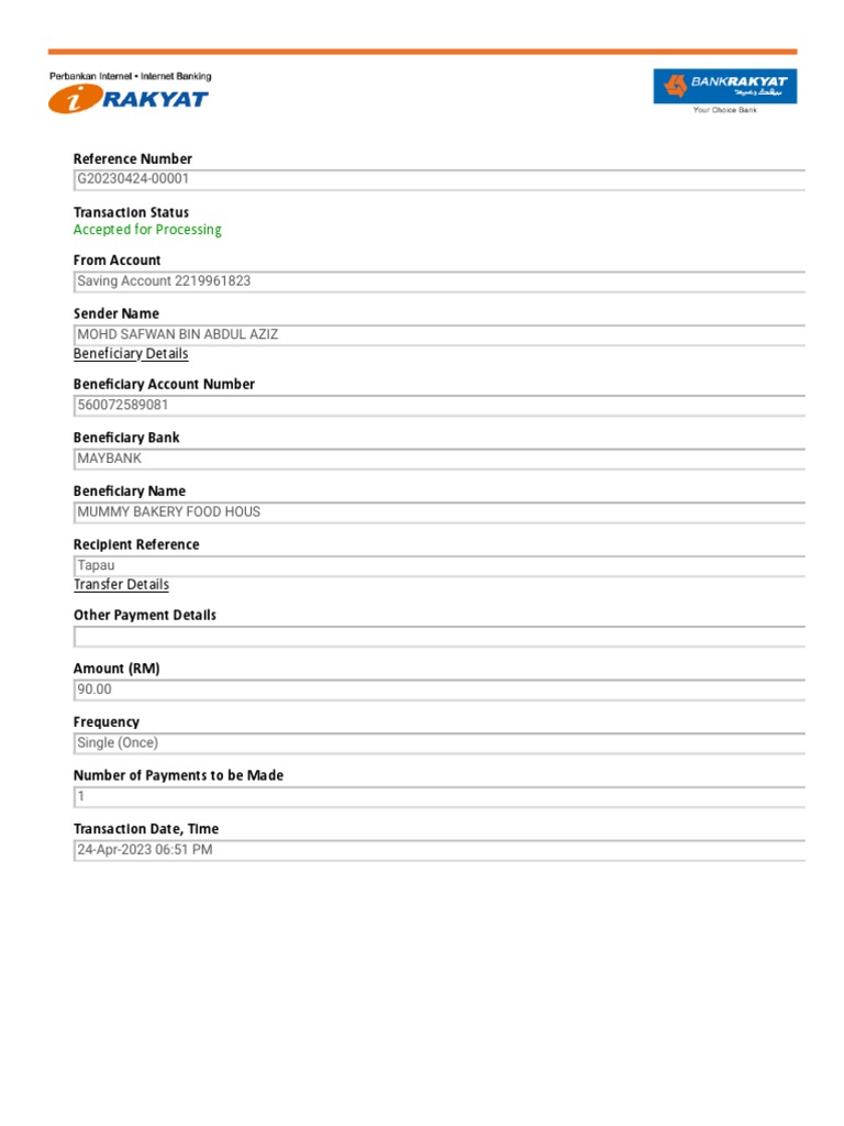 Irakyat - IBG Transfer - Acknowledgement | PDF