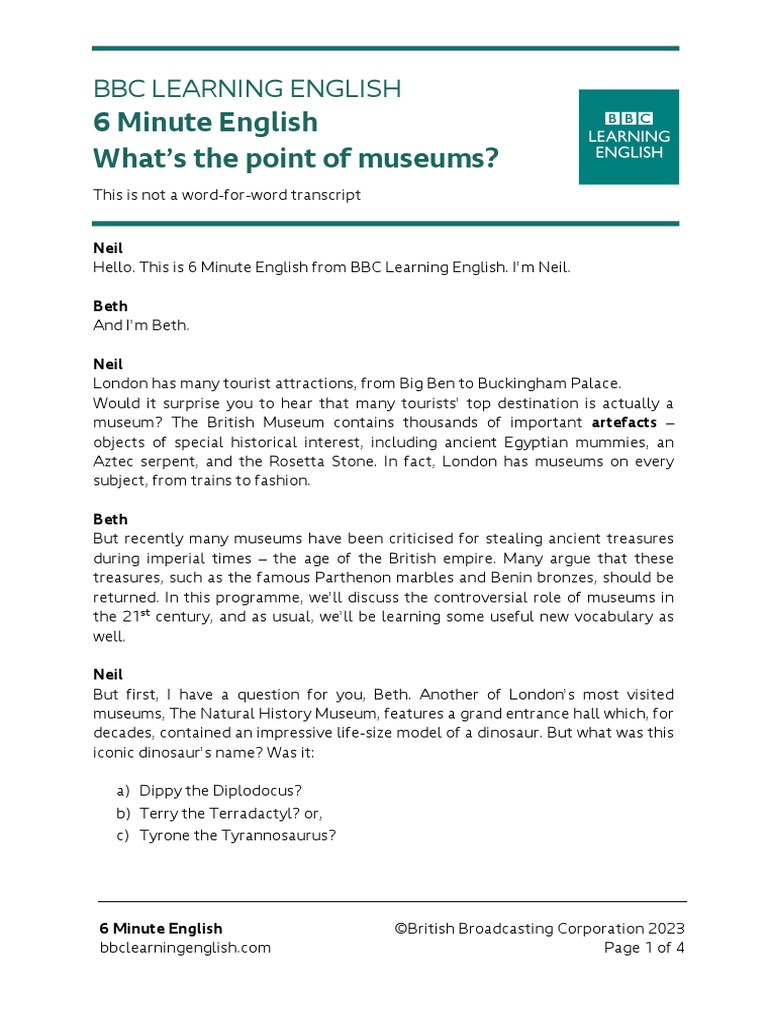 6min English Museums | PDF | Museum
