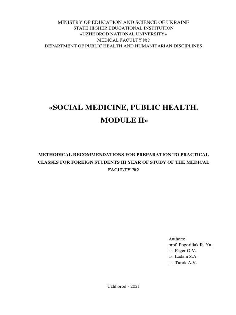 Social Medicine, Public Health. Module II | PDF