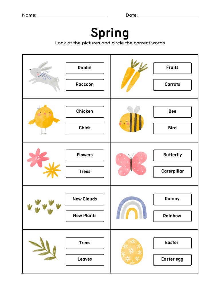 Spring Vocabulary Worksheet | PDF