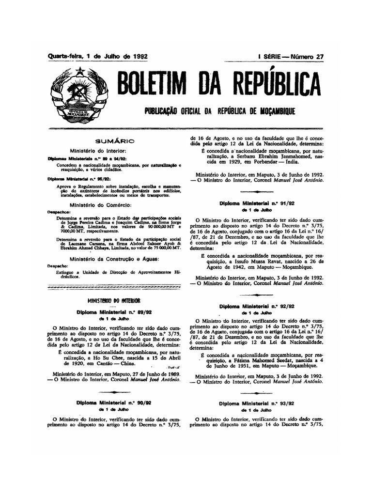 Boletim Da Republica | PDF | Ministério (departamento governamental ...