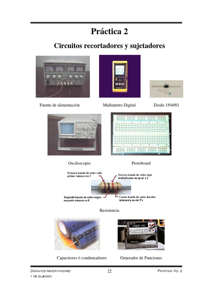 Practica 2 Circuitos Recortadores y Sujetadores | PDF | Condensador | Equipo