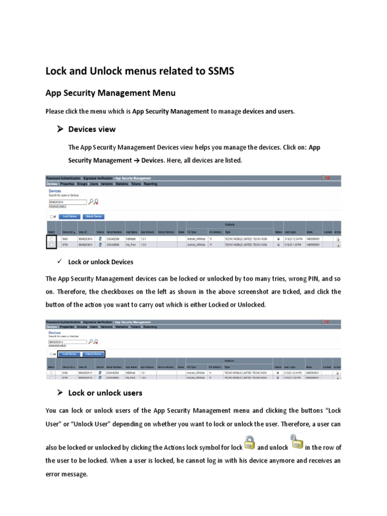 Lock and Unlock Status | PDF