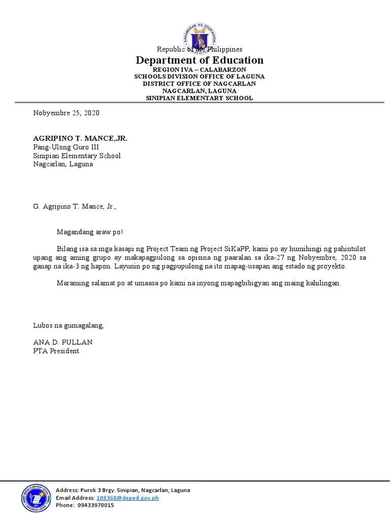 Project SiKaPP Request Letter | PDF
