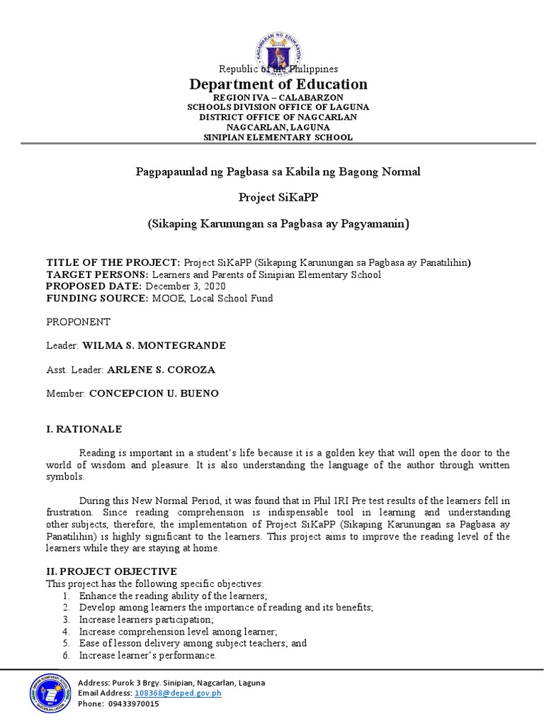 Project-Sikapp Accomplishment Report | PDF | Reading Comprehension | Learning