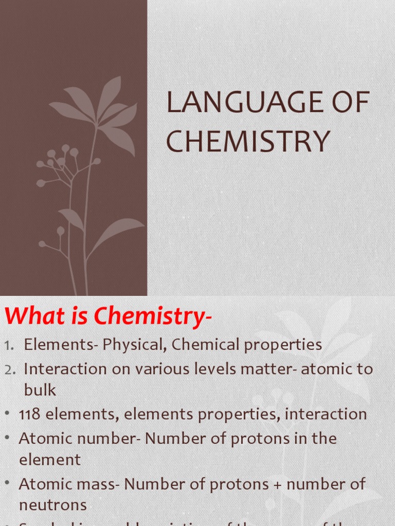 Language of Chemistry | Download Free PDF | Chemical Elements | Chemistry