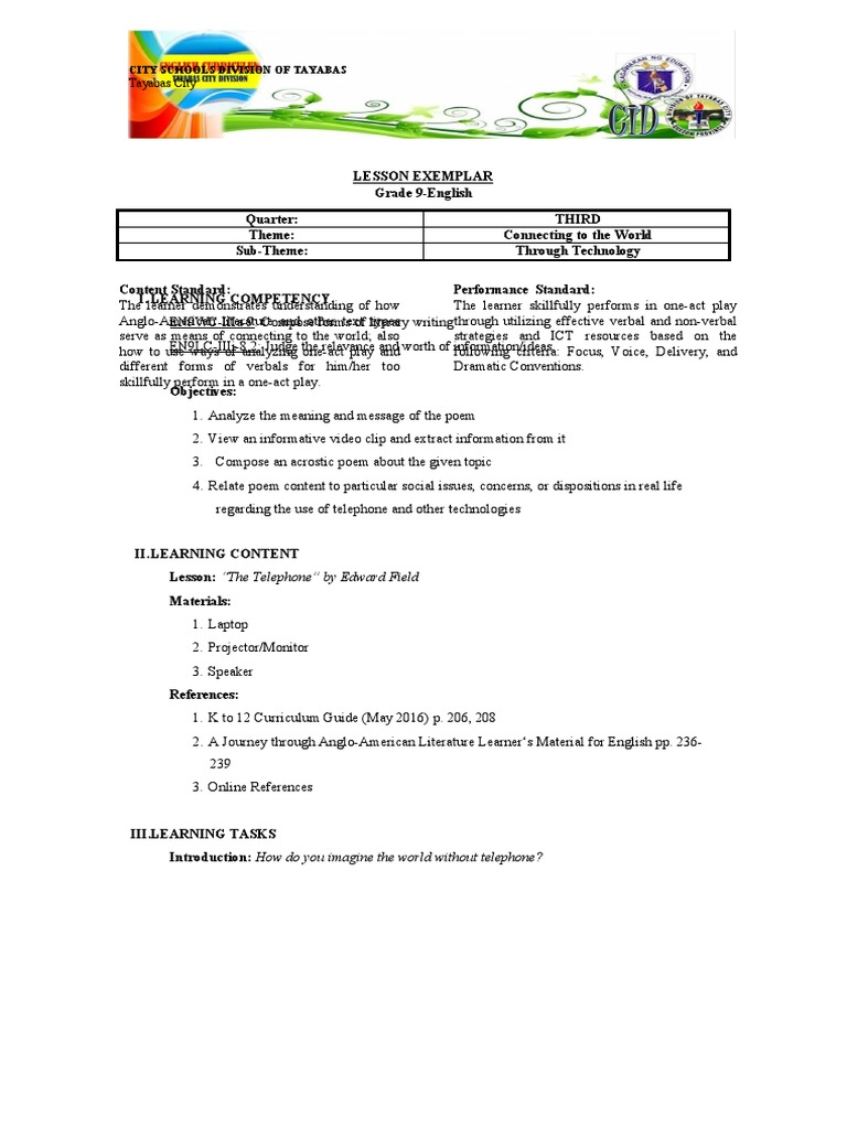 Toaz - Info g9 English Lesson Exemplar 3rd Quarter PR | PDF | Infographics | Educational Technology