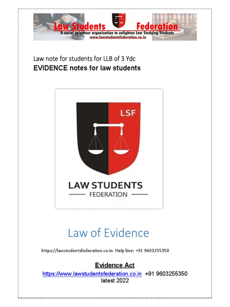 Evidence Act Notes for LLB Students | PDF