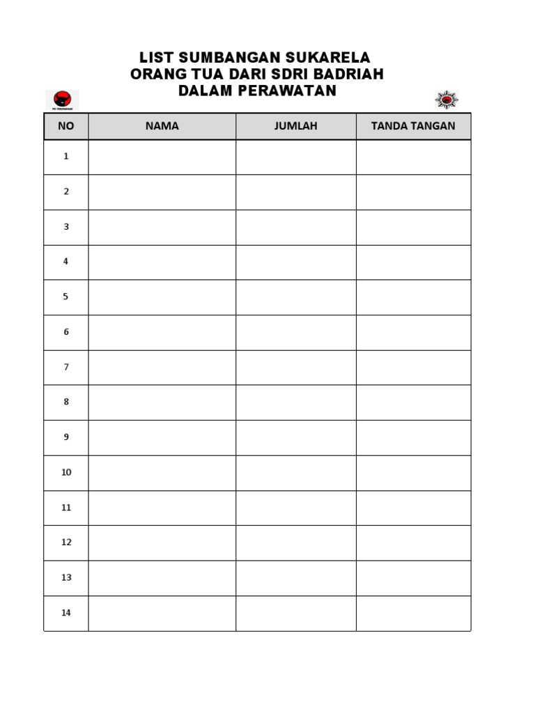 Daftar Sumbangan Sukarela Badriah | PDF
