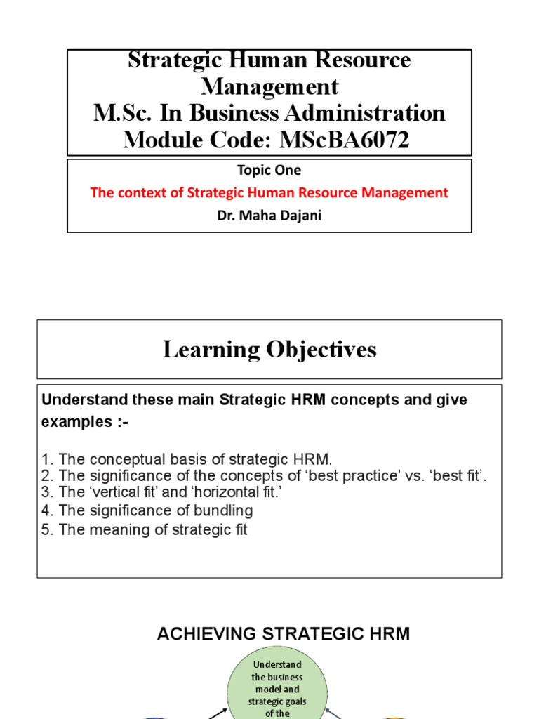Topic One The Context of Strategic Human Resource Management (Autosaved ...