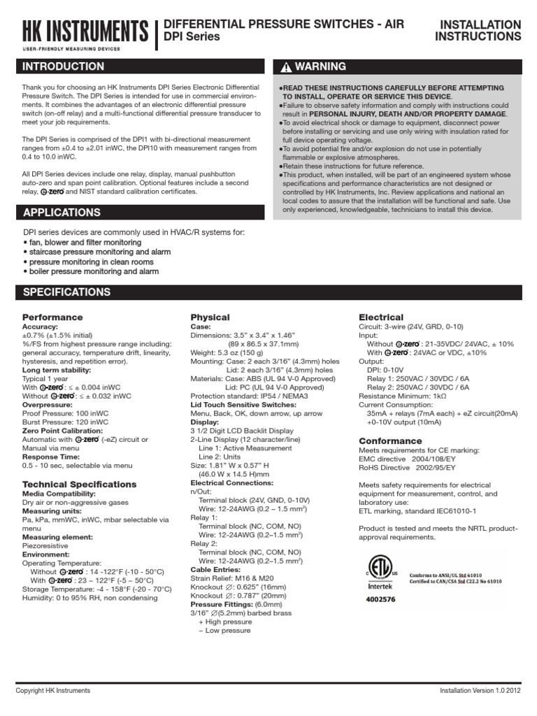 DPI Installation Sheet | PDF