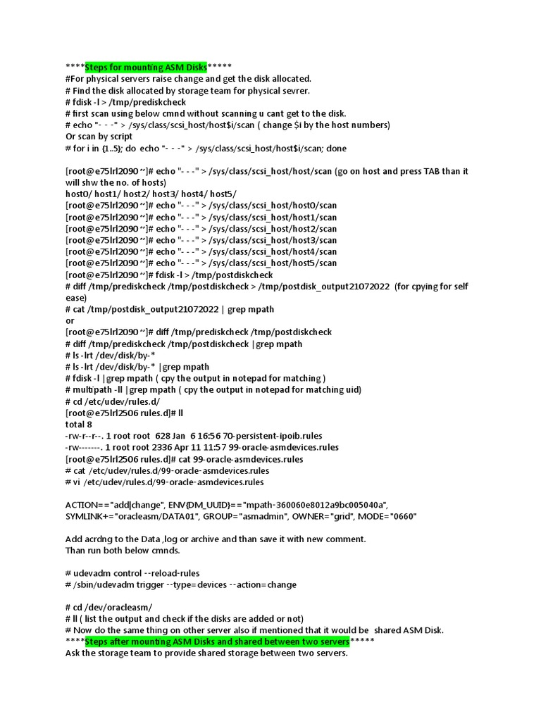 For Mounting Physical Servers and Asm Disk | PDF | System Software ...