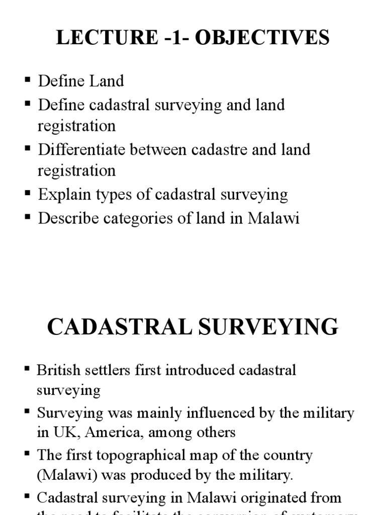 An Overview of Cadastral Surveying and Land Categories in Malawi | PDF | Surveying | Leasehold ...