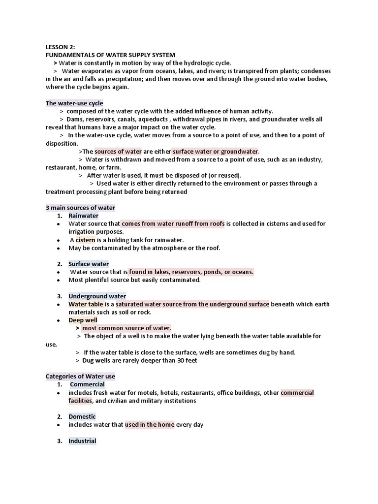Water Supply System Fundamentals | PDF | Water | Water Cycle