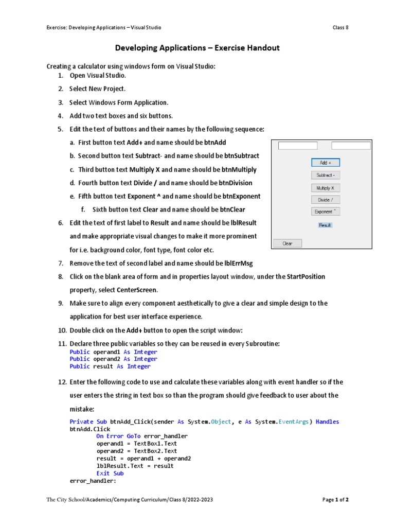 Developing Application - Exercise Handout | PDF | Computer Program ...