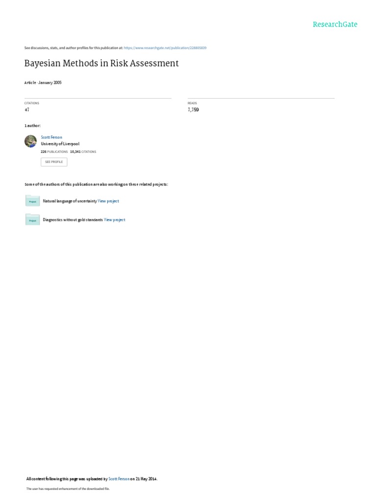 Bayesian Methods In Risk Assessment Pdf Bayesian Inference Normal Distribution