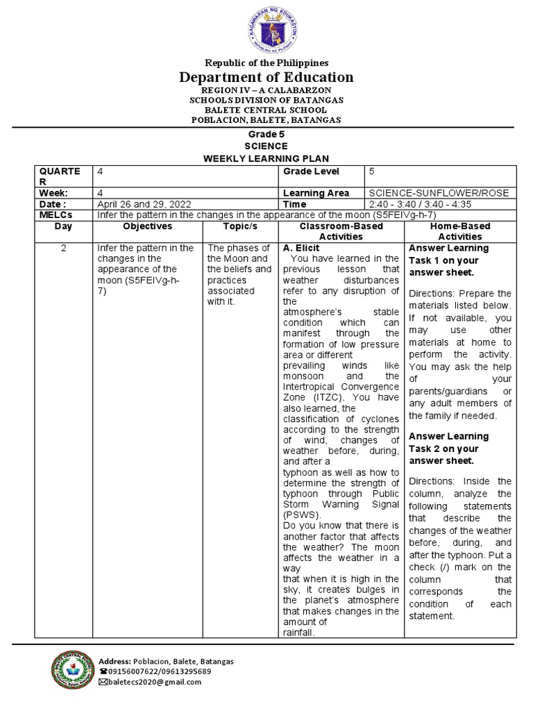 Science Fourth Quarter WEEK 5 | PDF | Tropical Cyclones | Eye (Cyclone)