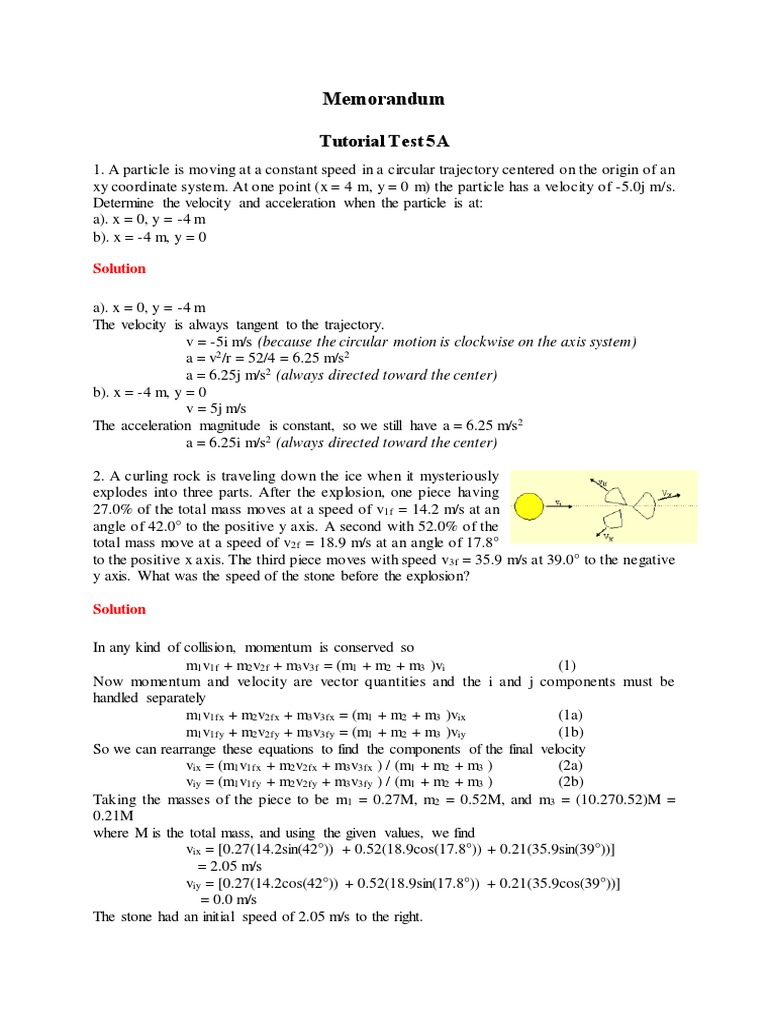 Tut Test 5 Memo | PDF | Acceleration | Velocity