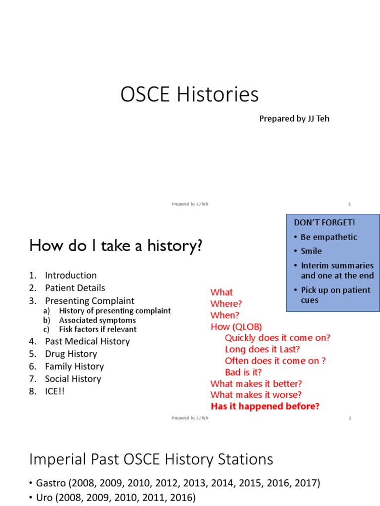 A Comprehensive Guide to Taking Accurate OSCE History Stations | PDF ...