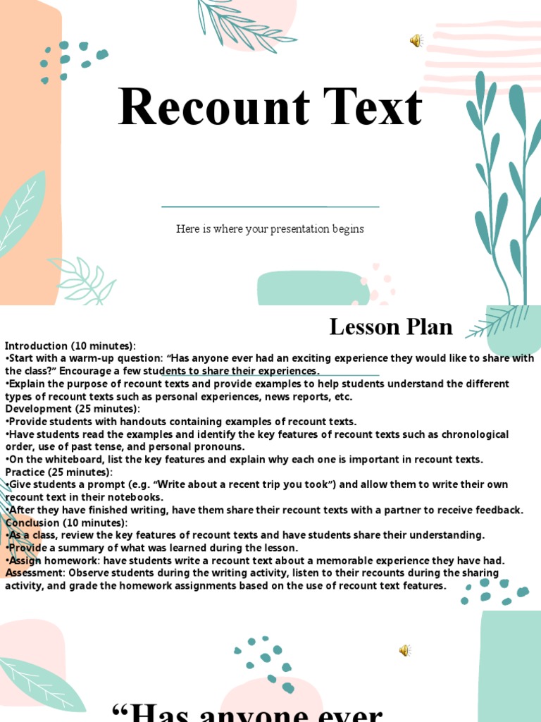 Recount Text: Here Is Where Your Presentation Begins | PDF