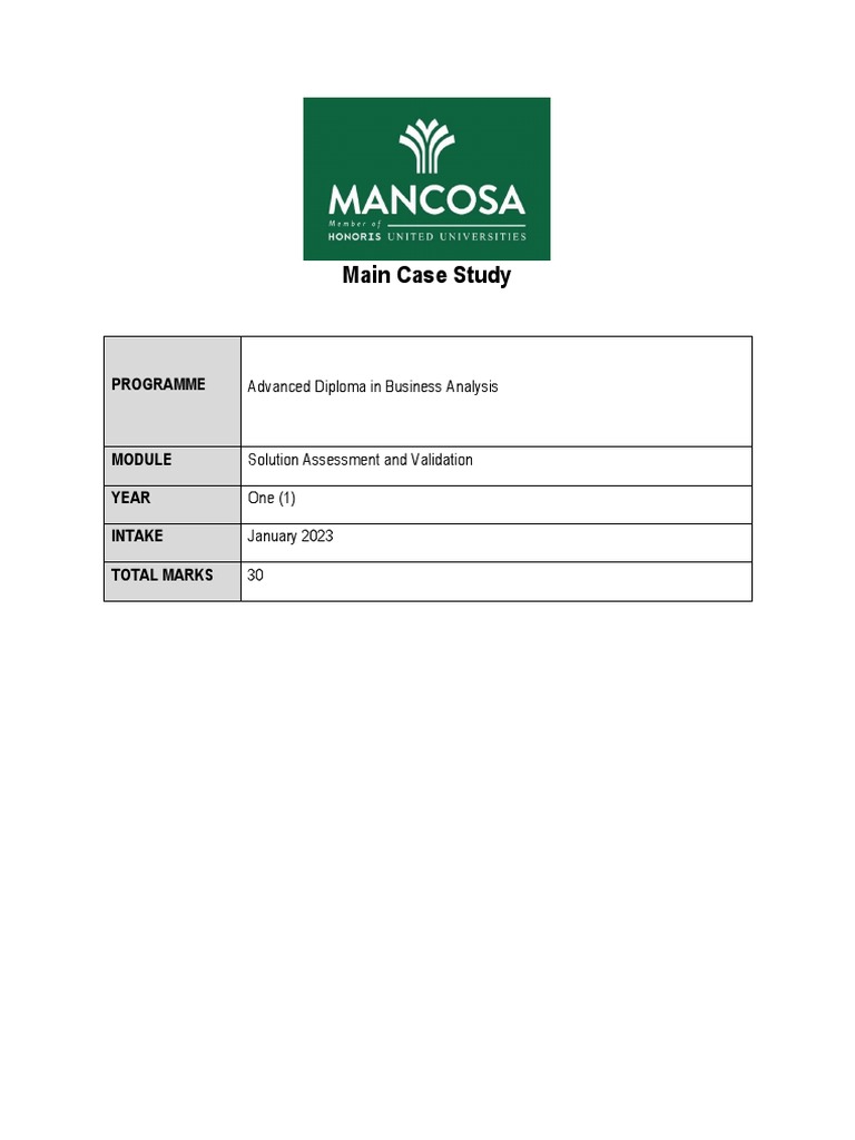 Jan2023 Main Case Study - Solution Assessment and Validation | PDF | Android (Operating System ...