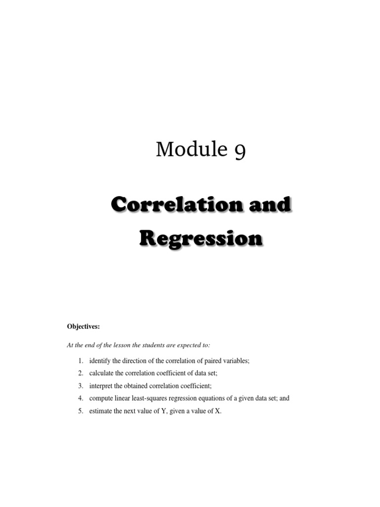 Module9-Correlation and Regression (Business) | PDF | Linear Regression | Spearman's Rank ...