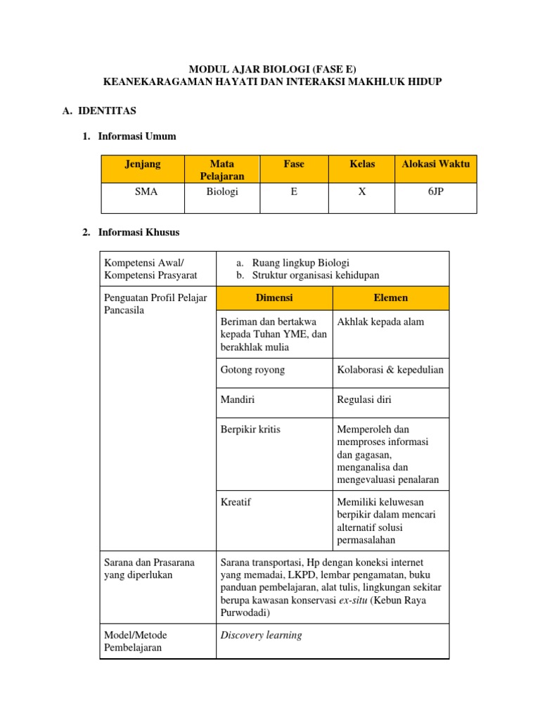 Modul Ajar Fase E Keanekaragaman Hayati Kelompok 1 Removed Pdf