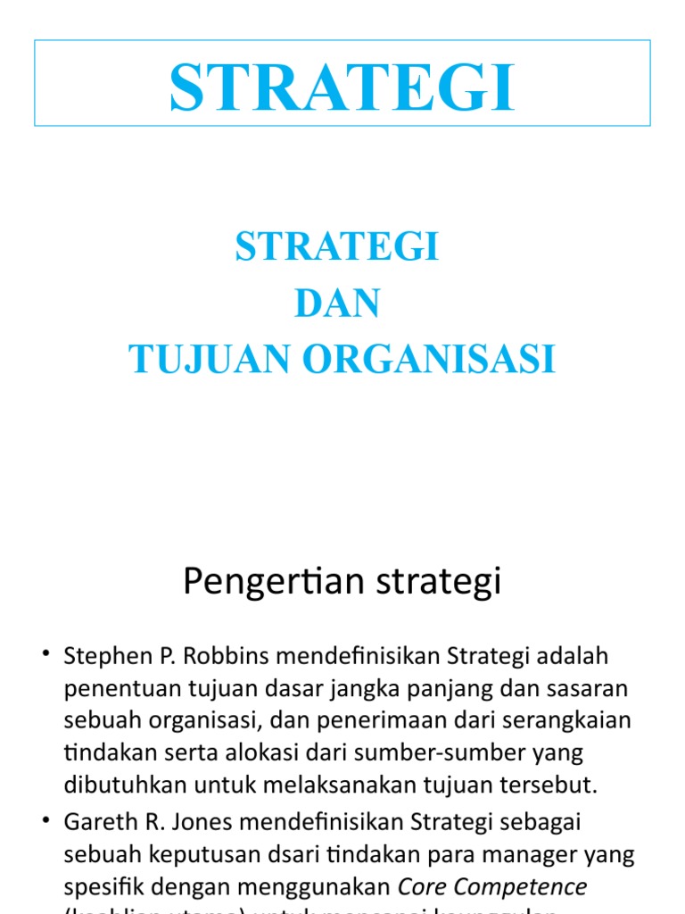 Strategi: Strategi DAN Tujuan Organisasi | PDF