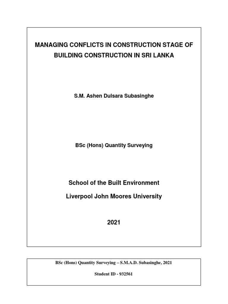 Managing Conflicts in Construction Stage of Building Construction in ...