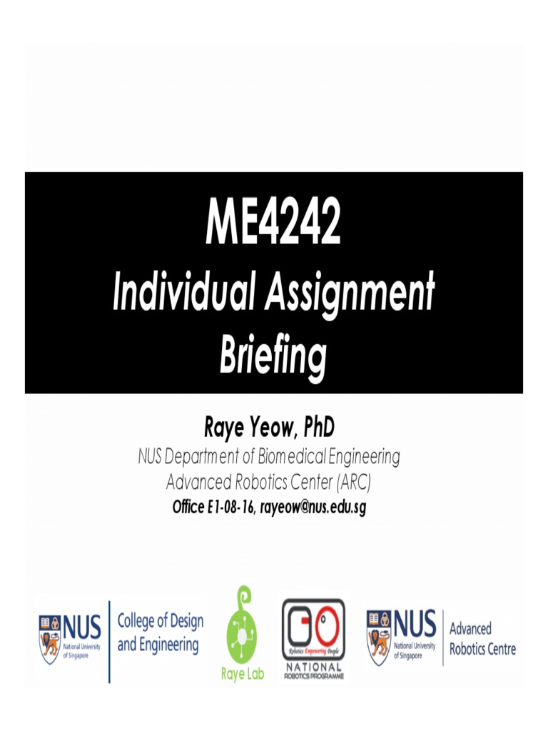 Raye ME4242 Individual Assignment Briefing 2022-23 (RF) | PDF | Robotics | Actuator