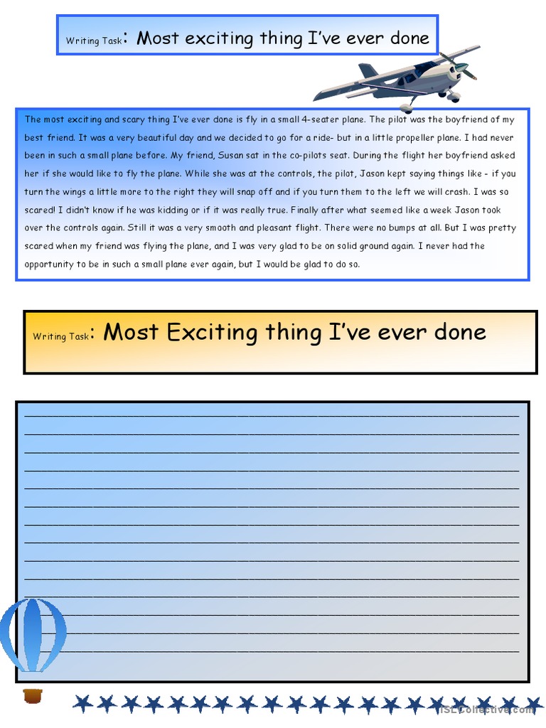 Creative Writing - The Most Exciting Thing I've Ever Done #6 A2 Level ...