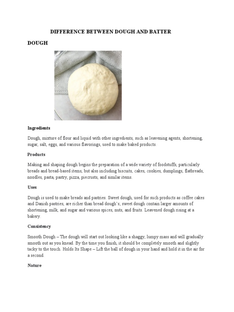 Dough vs. Batter: Key Differences | PDF | Dough | Batter (Cooking)