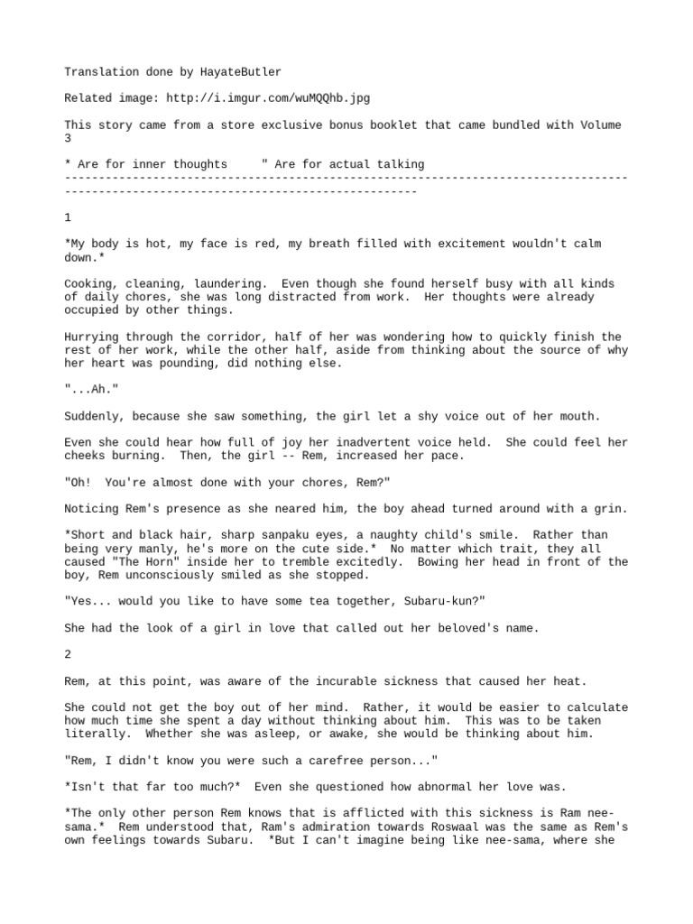 Rem's Love and Promises to Subaru | PDF