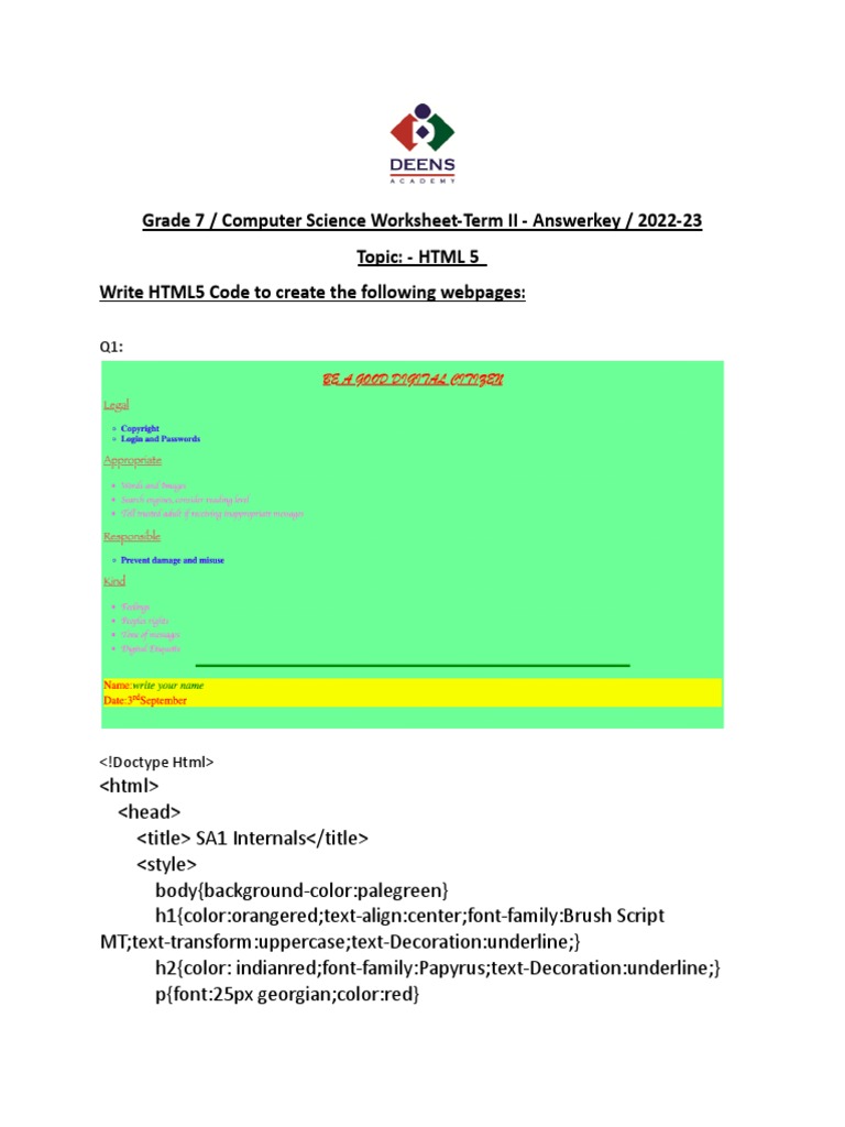GR 7 CS Worksheet-Term II - Answerkey 2022-23 | PDF | Air Pollution ...