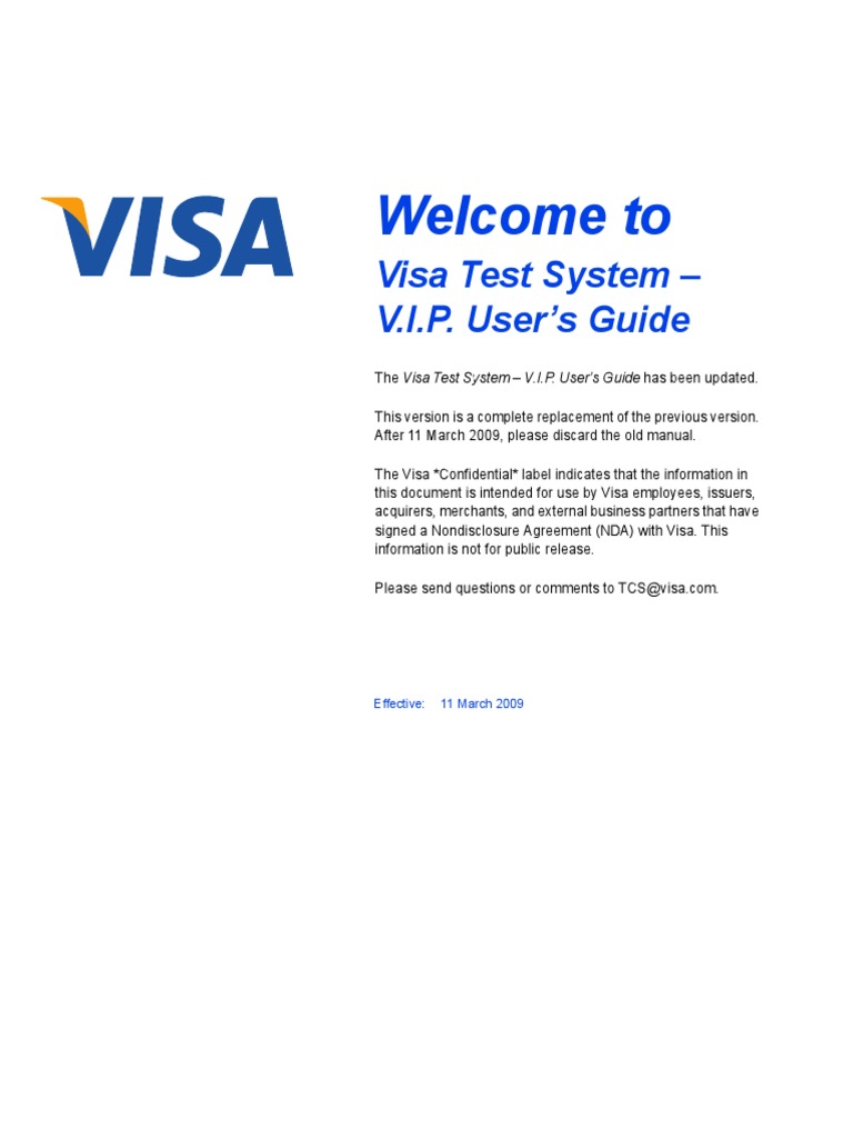 Welcome To: Visa Test System - V.I.P. User's Guide | Download Free PDF ...