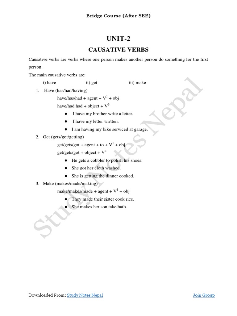 Unit 2 Causative Verbs | PDF